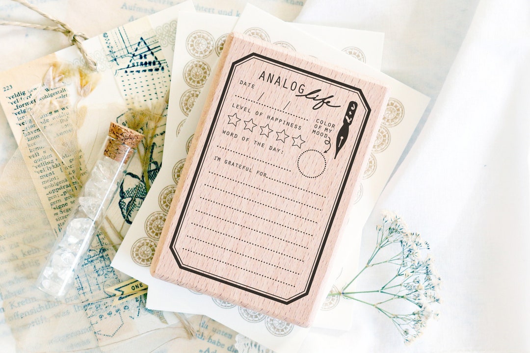 Rubber Stamp - Analog Life, Perpetual Stamp, Travel Stamp, Diary Stamp ...