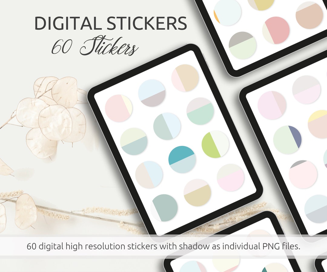 Digital Stickers Pack, 60 Semi-transparent Stickers With Shadow ...