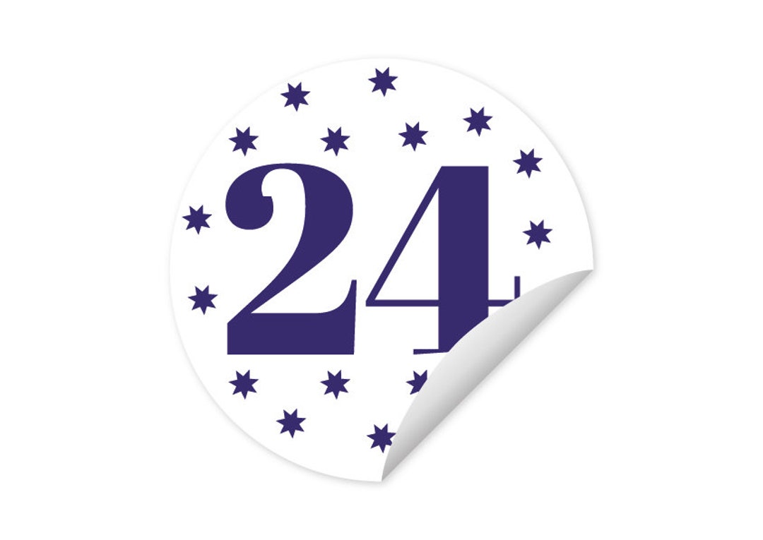 Stickers 24 Advent Stickers, Numbers With Stars, Blue, 40 Mm - Etsy