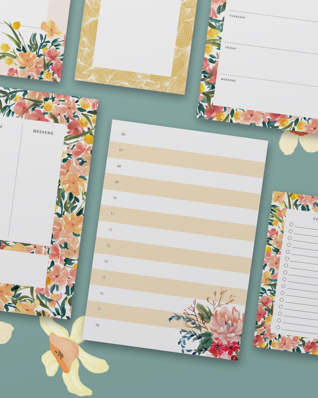 Notepad Daily Overview Planner A5, to Do List, Summer Floral - Etsy