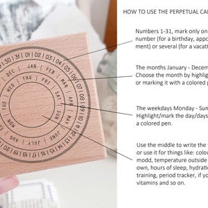 Perpetual Calendar Stamp for Journal and Planner, Perpetual Date Stamp ...