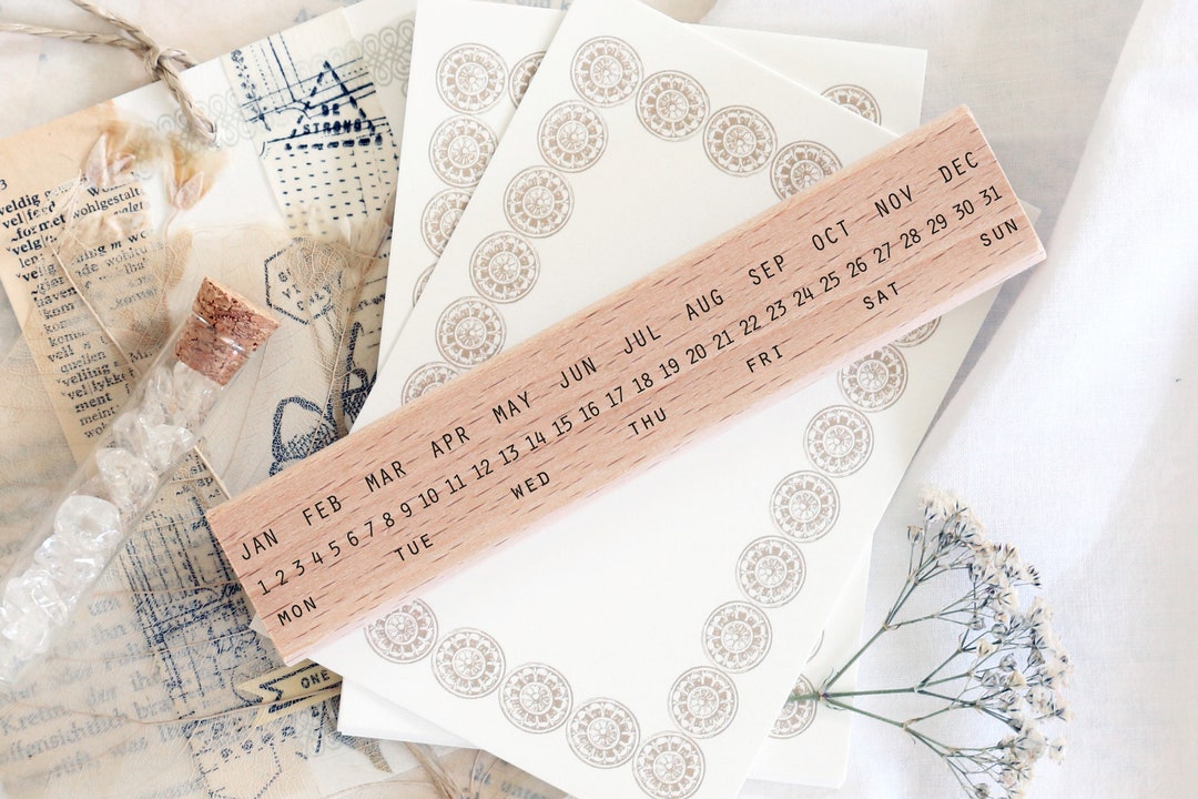 Rubber Stamp Calendar Date Stamp, Months, Monthly Numbers and Week Days ...