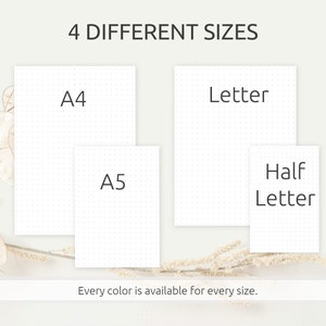 Printable - Dot Grid Paper, 15 Different Colors, for A4, A5, Letter and ...