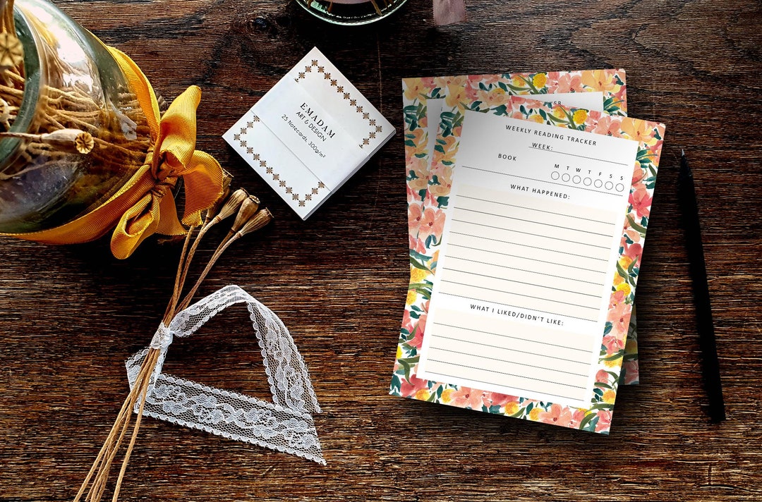 Weekly Reading Tracker Notepad A5 Gift for Bookworm Book Rating Notepad ...