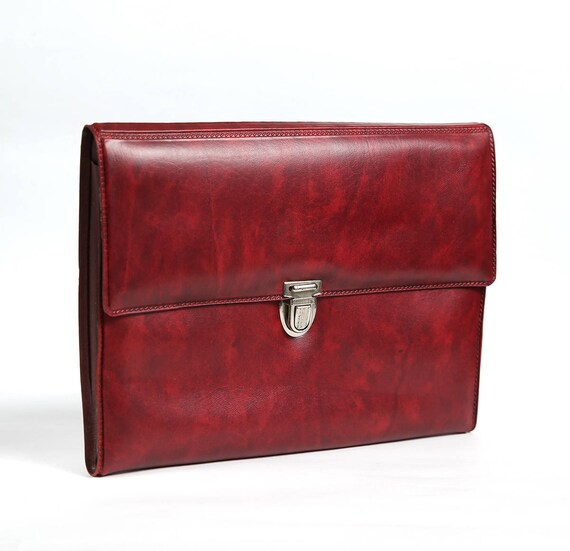 Vintage burgundy folder Vintage Portfolio Medium burgundy | Etsy