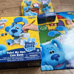Blues Clues Stamp Paint by Number Piggy Bank Lot Set Toys Collectible ...