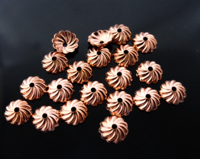 50 X 7mm BRASS Fluted Flower Bead Caps Rose Gold Endbeads, Craft ...