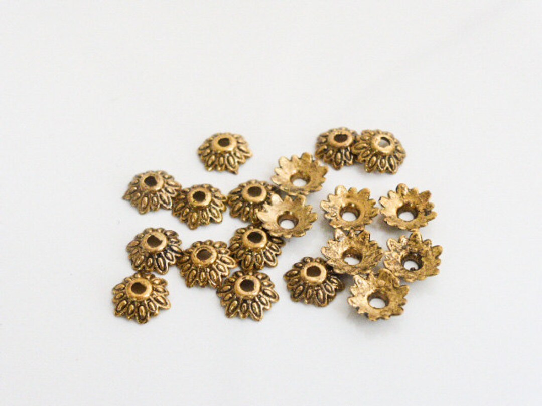50 X Tibetan Style Flower Bead Caps Endbeads Antique Gold 8mm, Craft ...