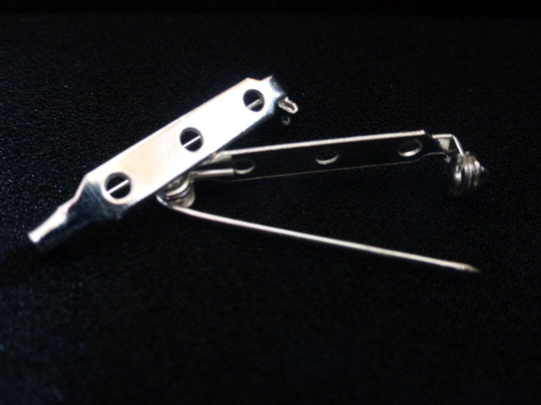 20 X Brooch Bar Backs With Safety Catch Silver Colour 27mm X 5mm ...