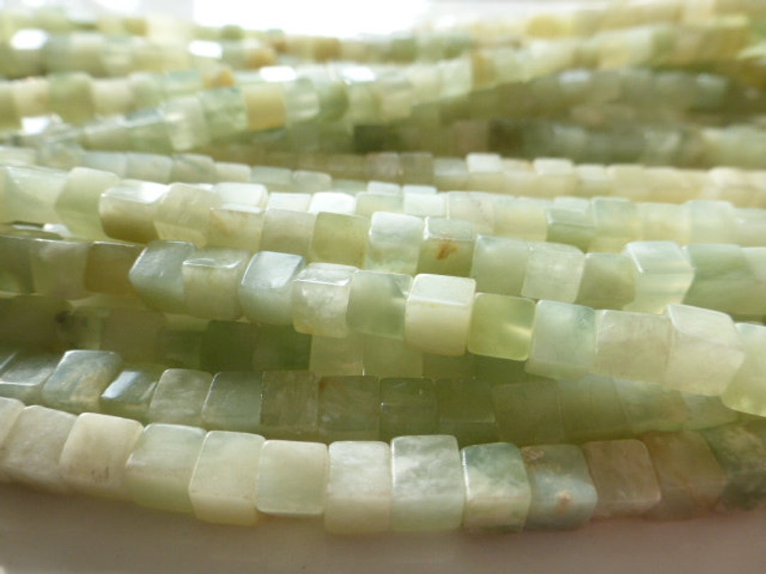 20 X 4mm Natural Green New Jade Cube Beads, Craft Supplies, Beads ...