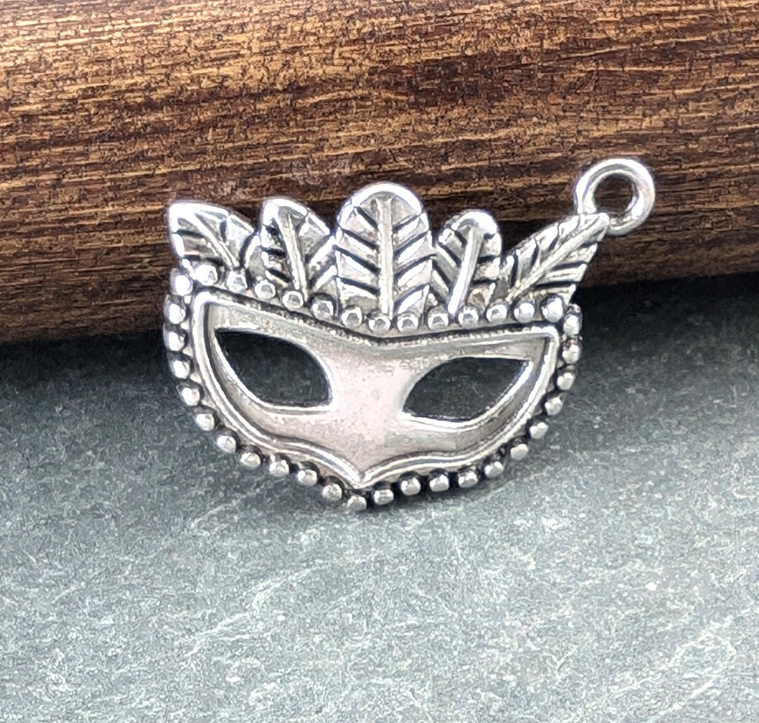 10 X Masquerade Ball Mask Charms Antique Silver Spacers Findings 20mm X ...