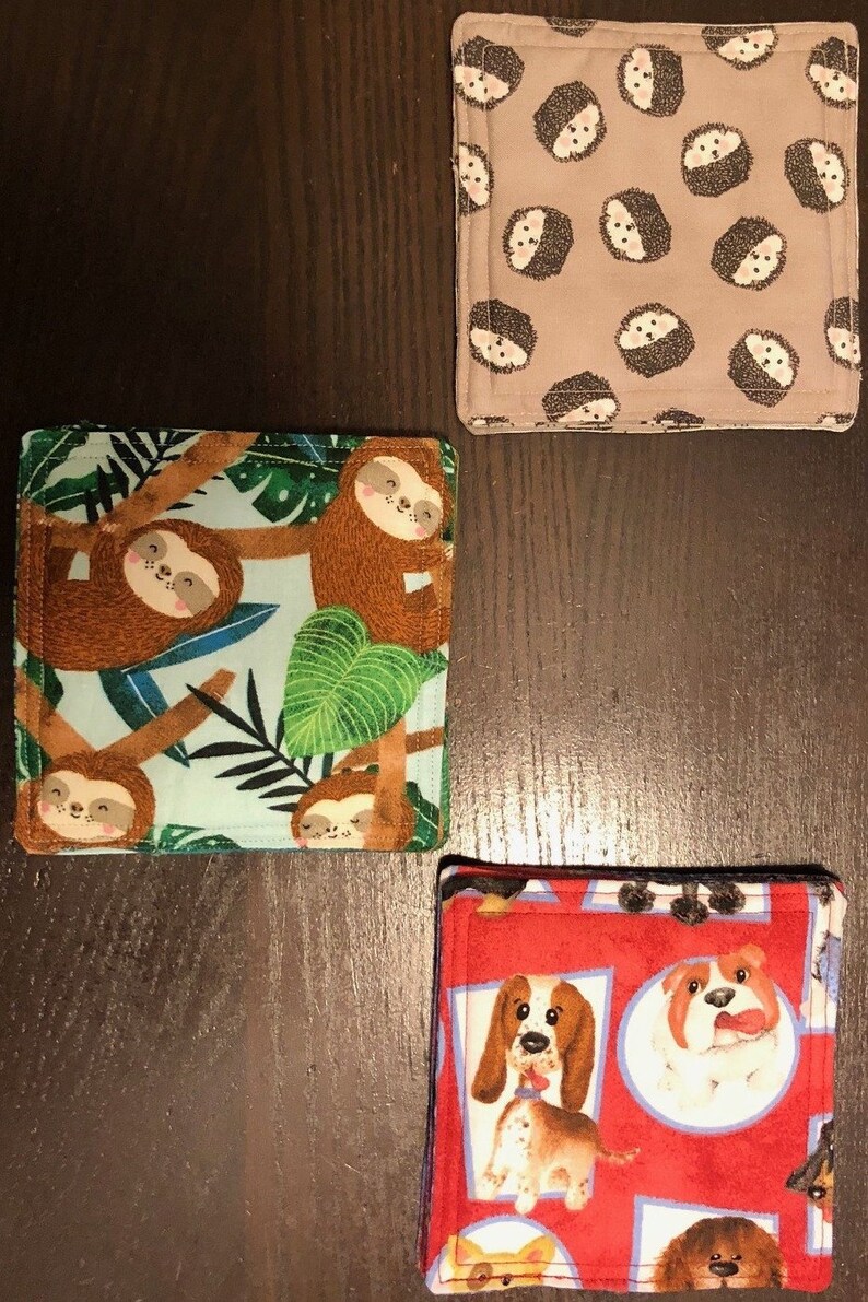 Set of Four Square Coasters Made From 100% Cotton Fabric With - Etsy