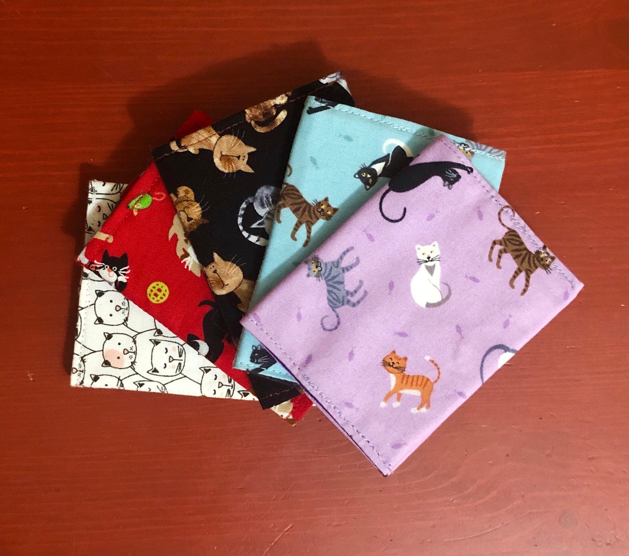 Card wallets 100% cotton in various cat prints. | Etsy