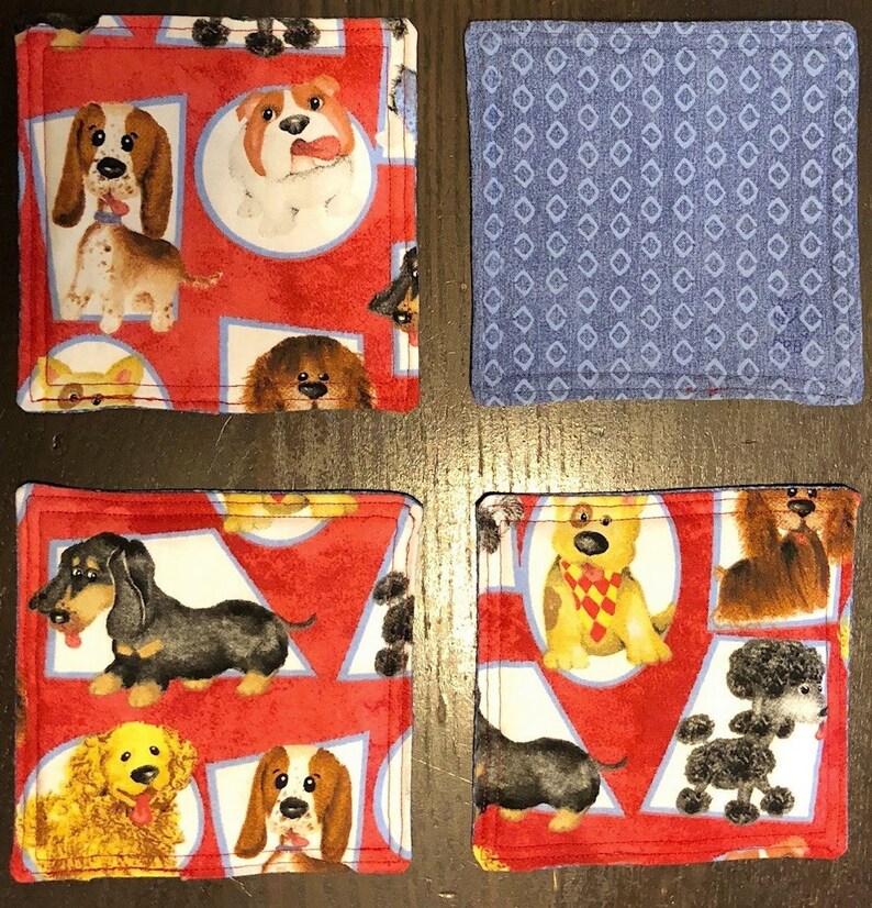 Set of Four Square Coasters Made From 100% Cotton Fabric With - Etsy