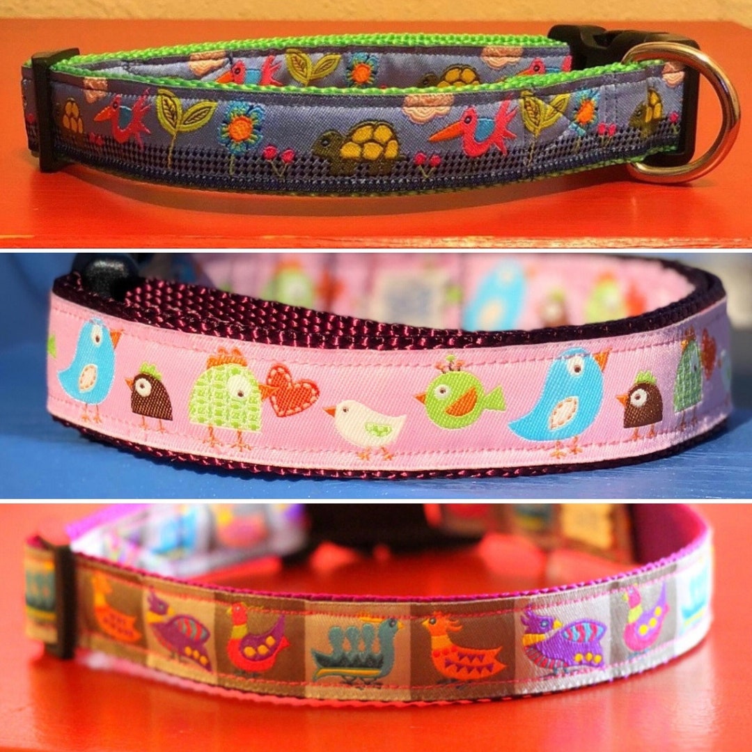 Dog Collars With Folkloric Bird Designs on a Jacquard Ribbons ...