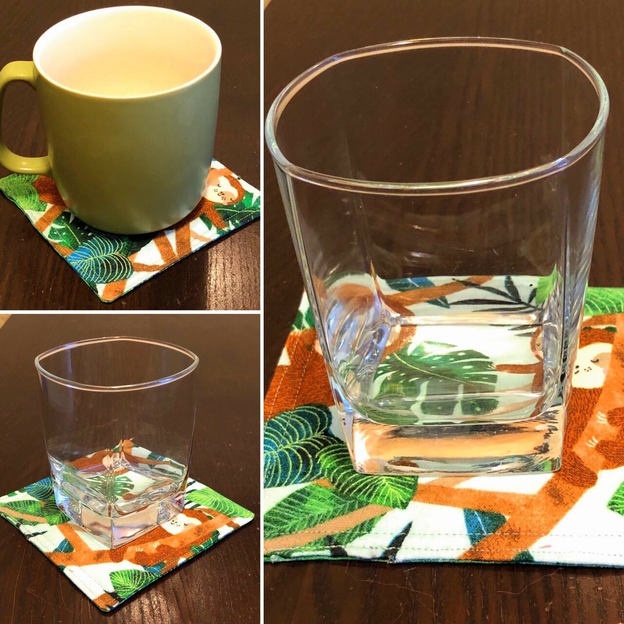 Set of Four Square Coasters Made From 100% Cotton Fabric With | Etsy