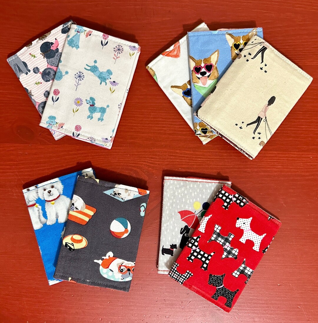 100% Cotton Card Wallets With Dog Prints: Poodles, Corgis, Pugs, Bichon ...