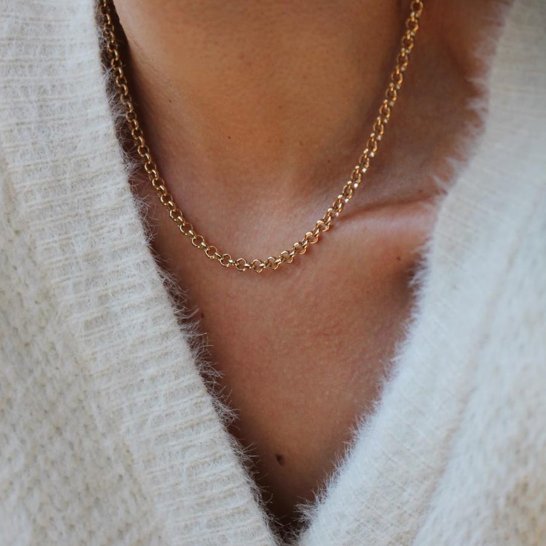 Alex Necklace: High Polish Brass Chain Necklace With an Adjustable ...