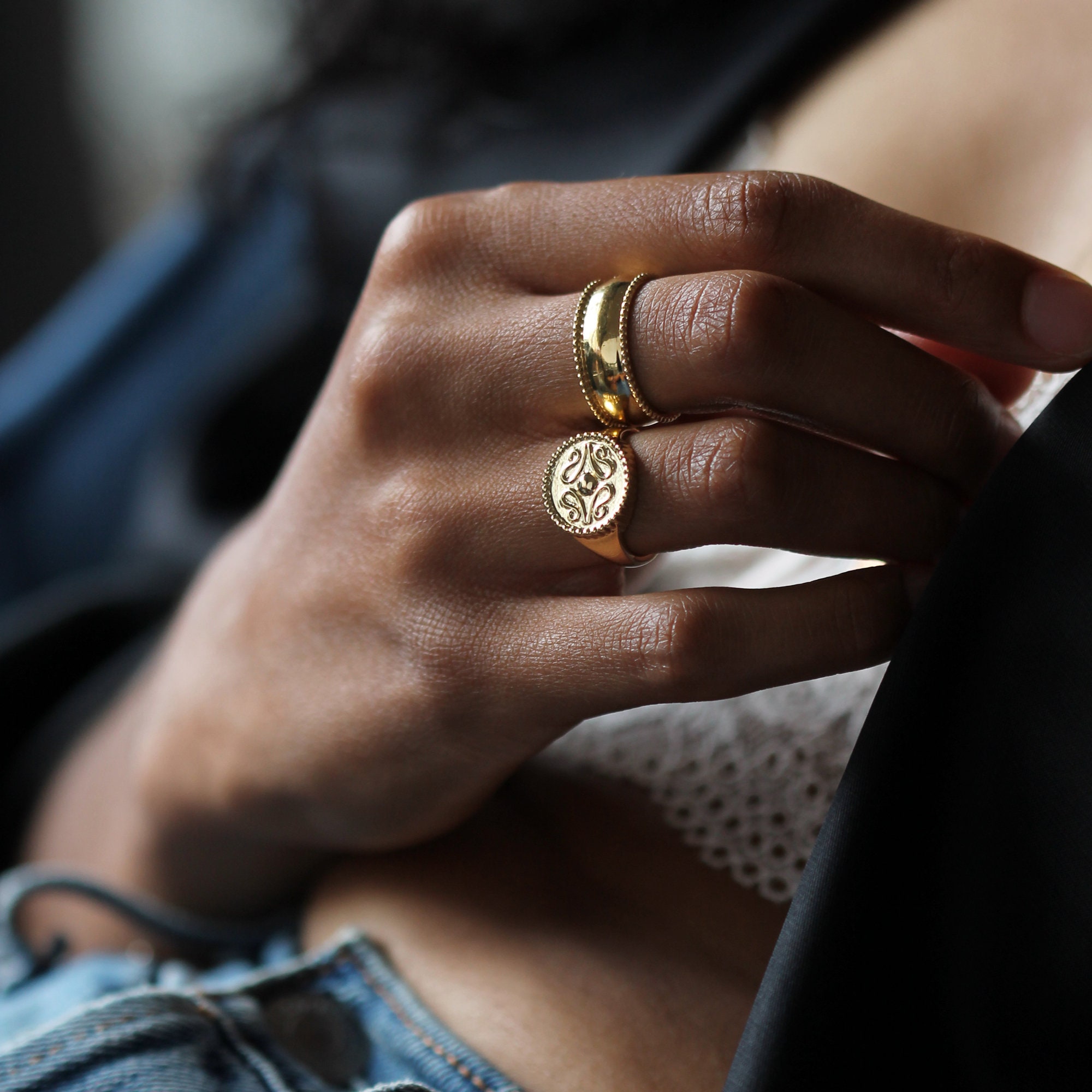 Cigar Ring in Gold: A Classic 14 Karat Gold Plated Sterling Silver ...