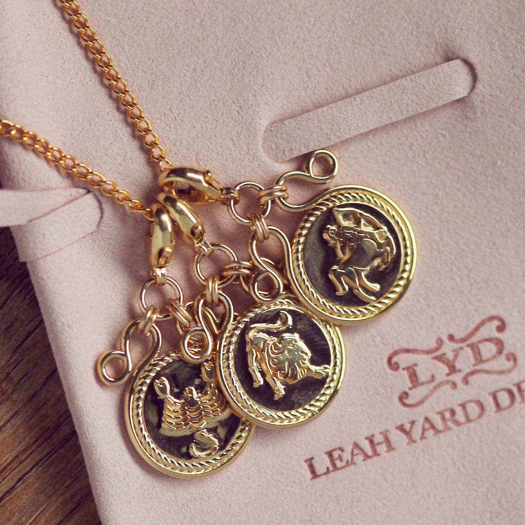 Zodiac Charm Pendant in Gold: A Star Sign Horoscope Charm With an ...