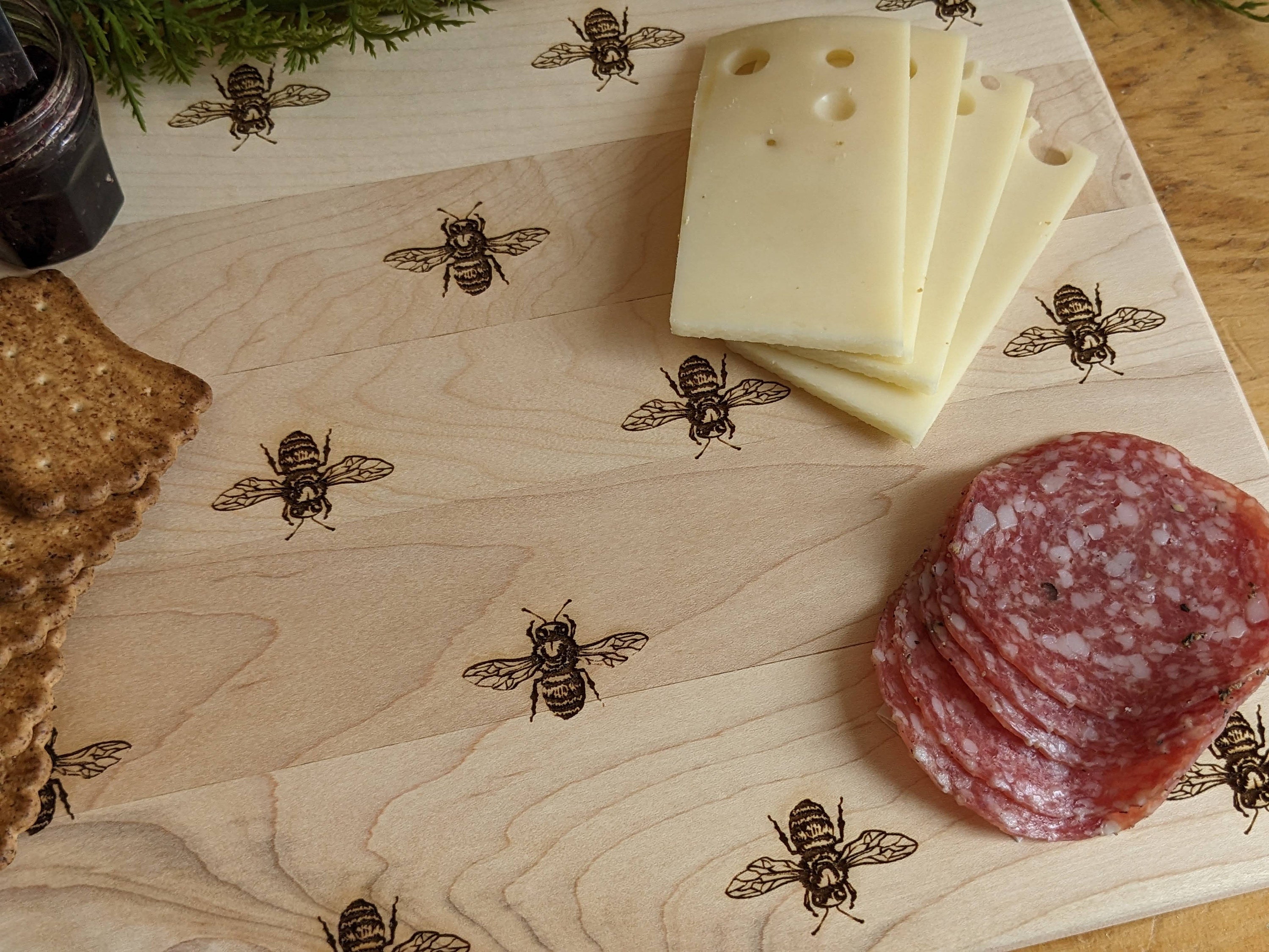 Repeating Bee Charcuterie Board / Engraved Maple / Cheese Board ...