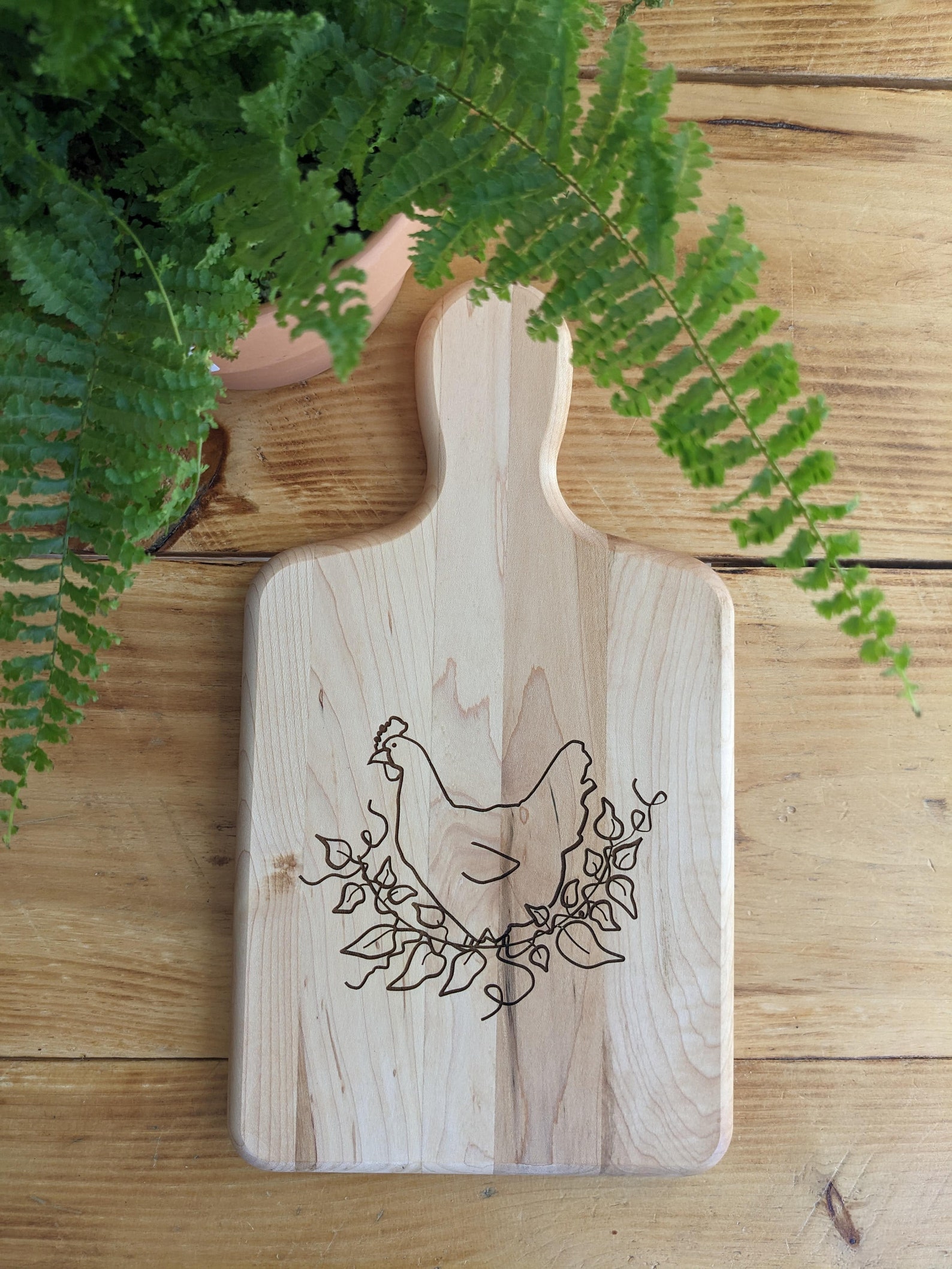Chicken in a Vine Charcuterie Board / Engraved Maple / Cheese Board ...