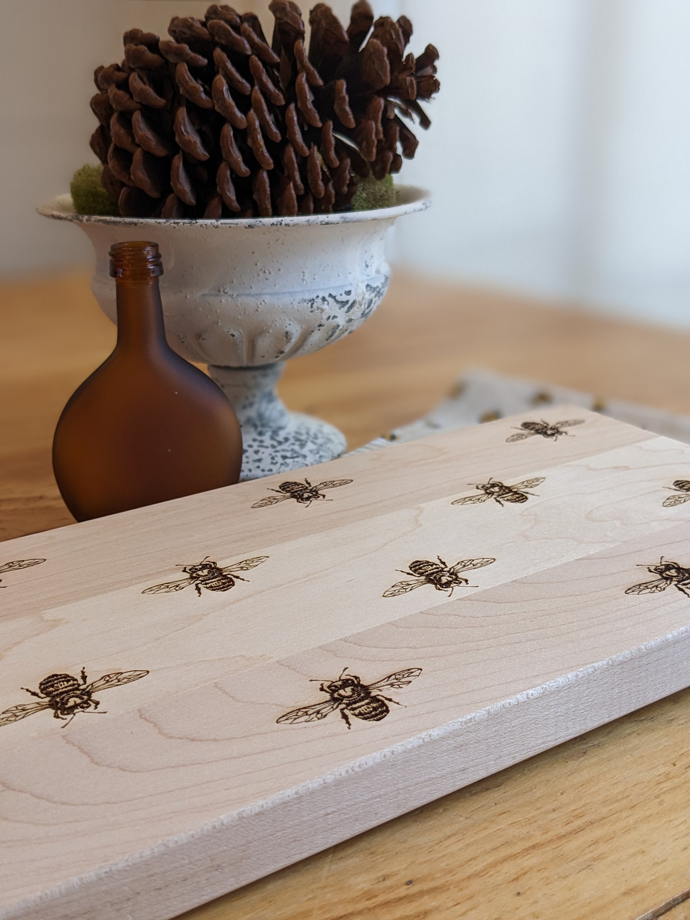 Repeating Bee Charcuterie Board / Engraved Maple / Cheese Board ...