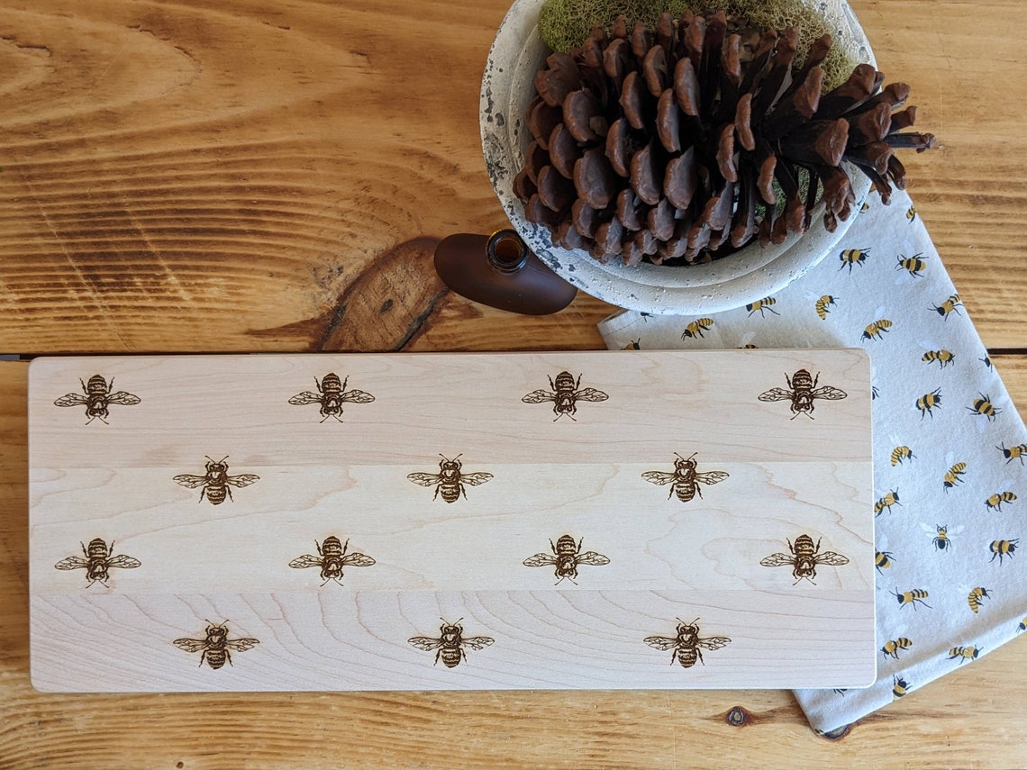 Repeating Bee Charcuterie Board / Engraved Maple / Cheese Board ...