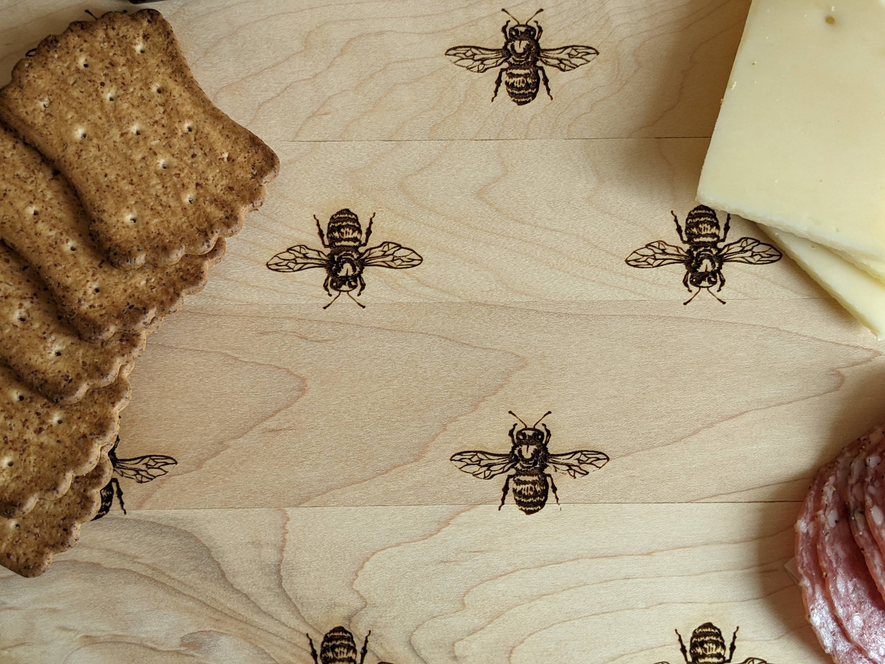 Repeating Bee Charcuterie Board / Engraved Maple / Cheese Board ...