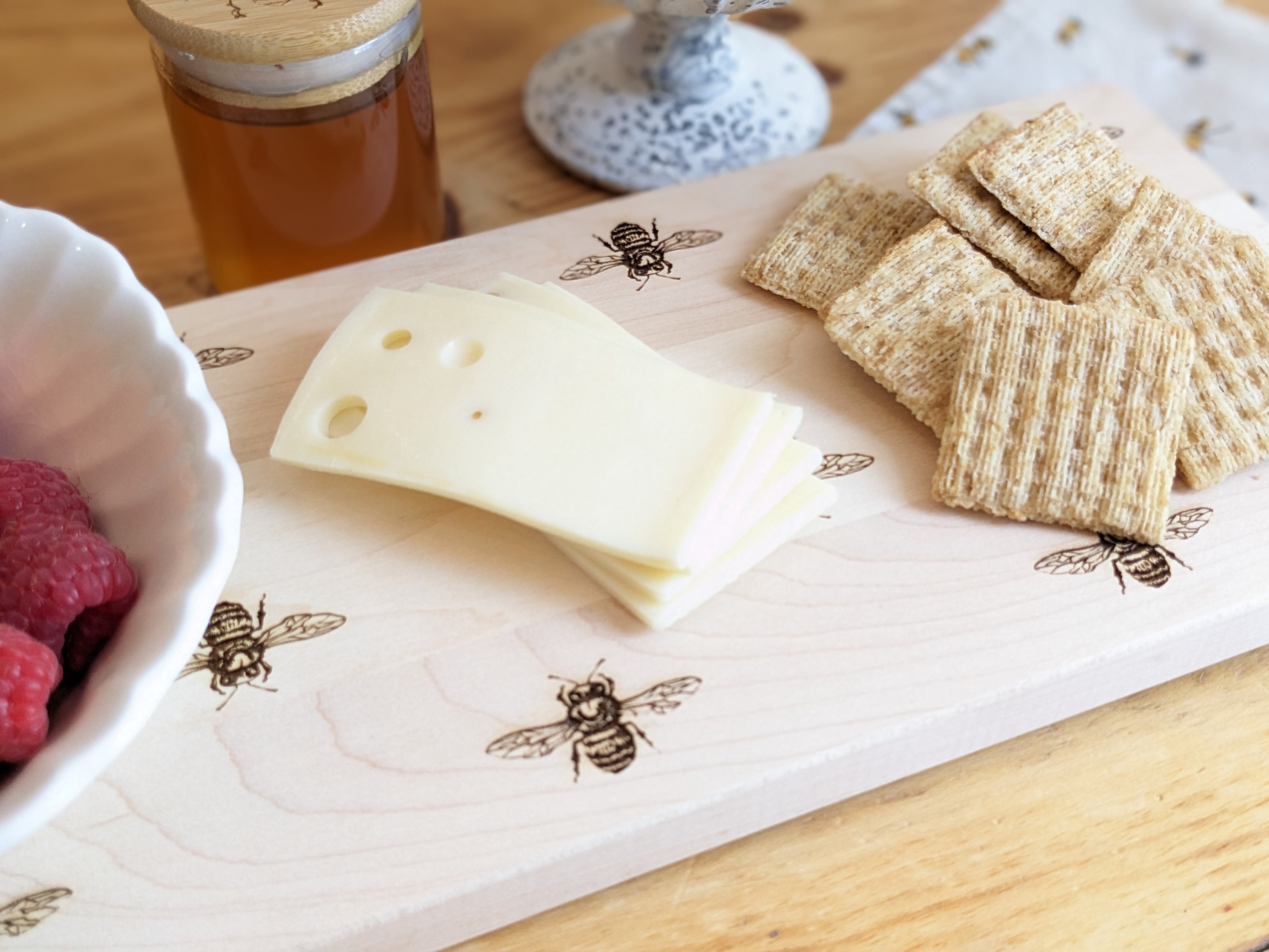 Repeating Bee Charcuterie Board / Engraved Maple / Cheese Board ...