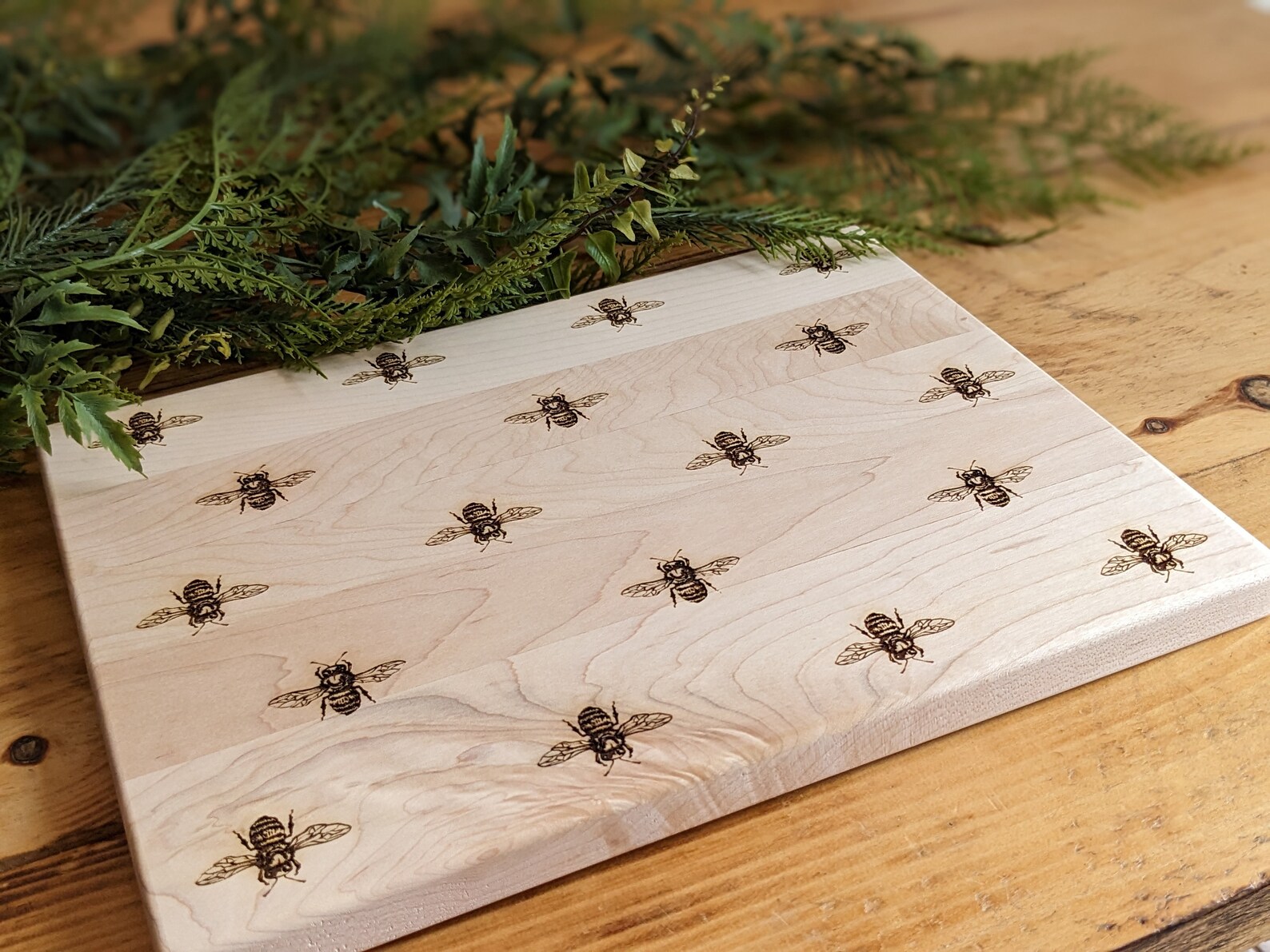 Repeating Bee Charcuterie Board / Engraved Maple / Cheese Board ...