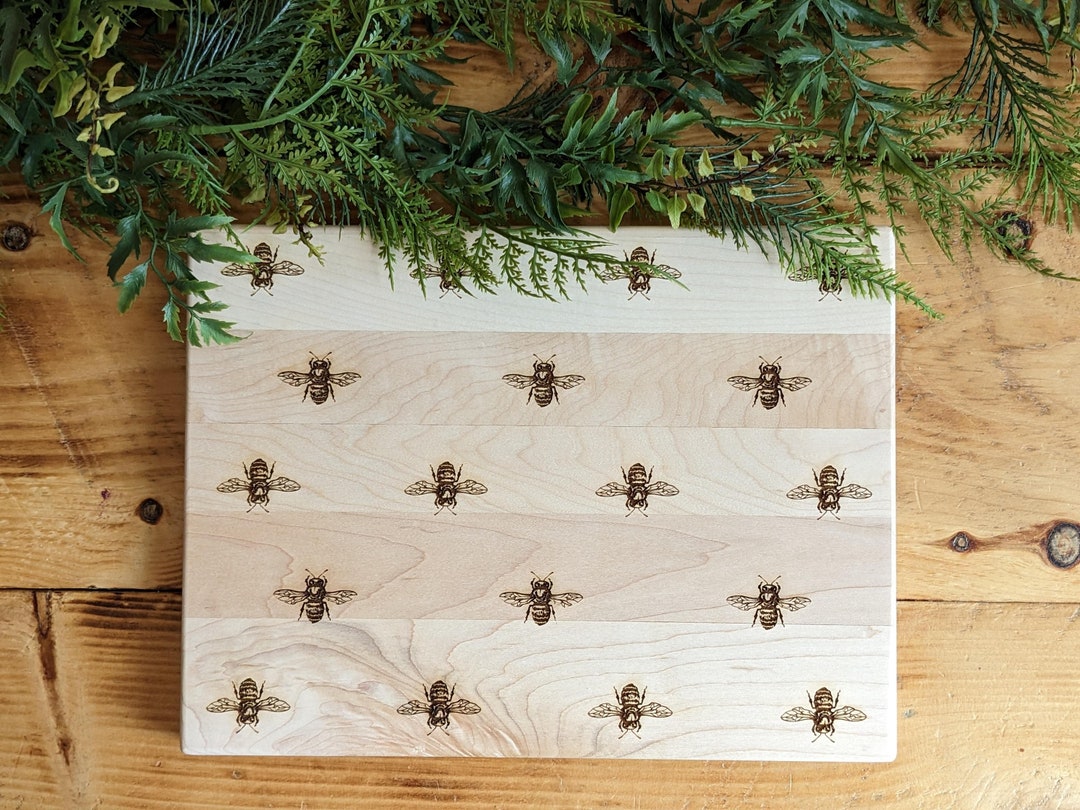 Repeating Bee Charcuterie Board / Engraved Maple / Cheese Board ...