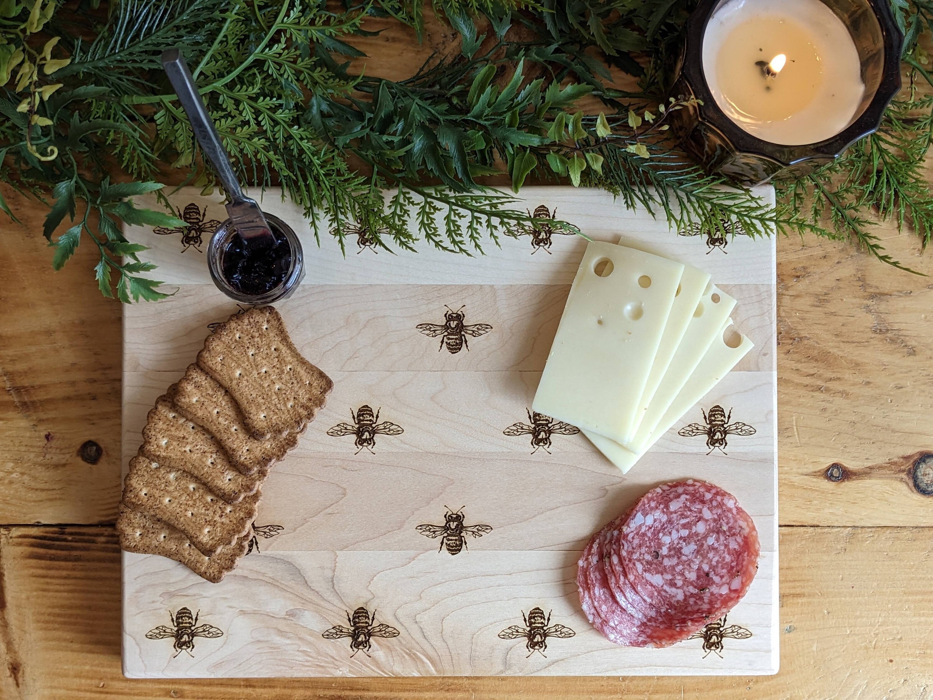 Repeating Bee Charcuterie Board / Engraved Maple / Cheese Board ...