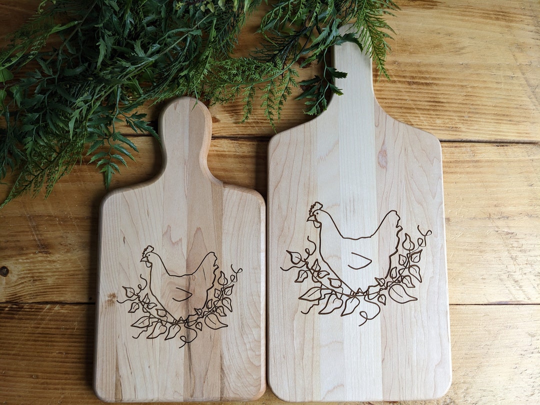 Chicken in a Vine Charcuterie Board / Engraved Maple / Cheese Board ...