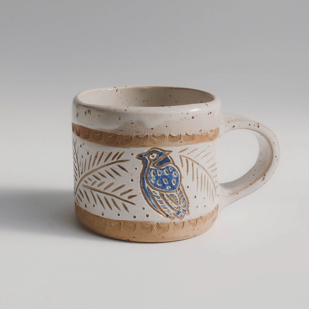 Rustic Blue Jay Pottery Mug 250ml/pottery Rustic Coffeemug/large ...