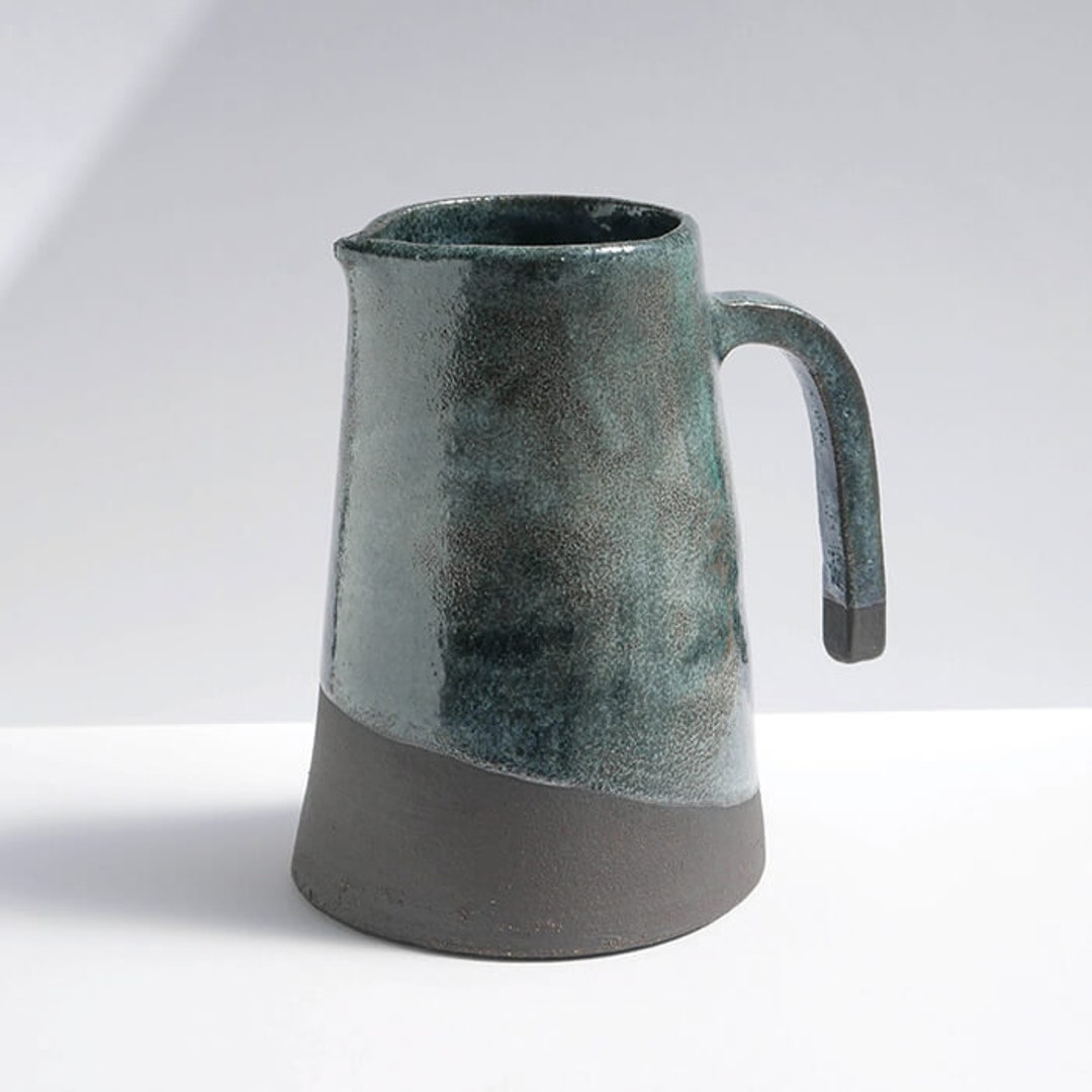Rustic Blue Pottery Pitcher 1l/pottery Pitcher/large Handmade Pitcher ...
