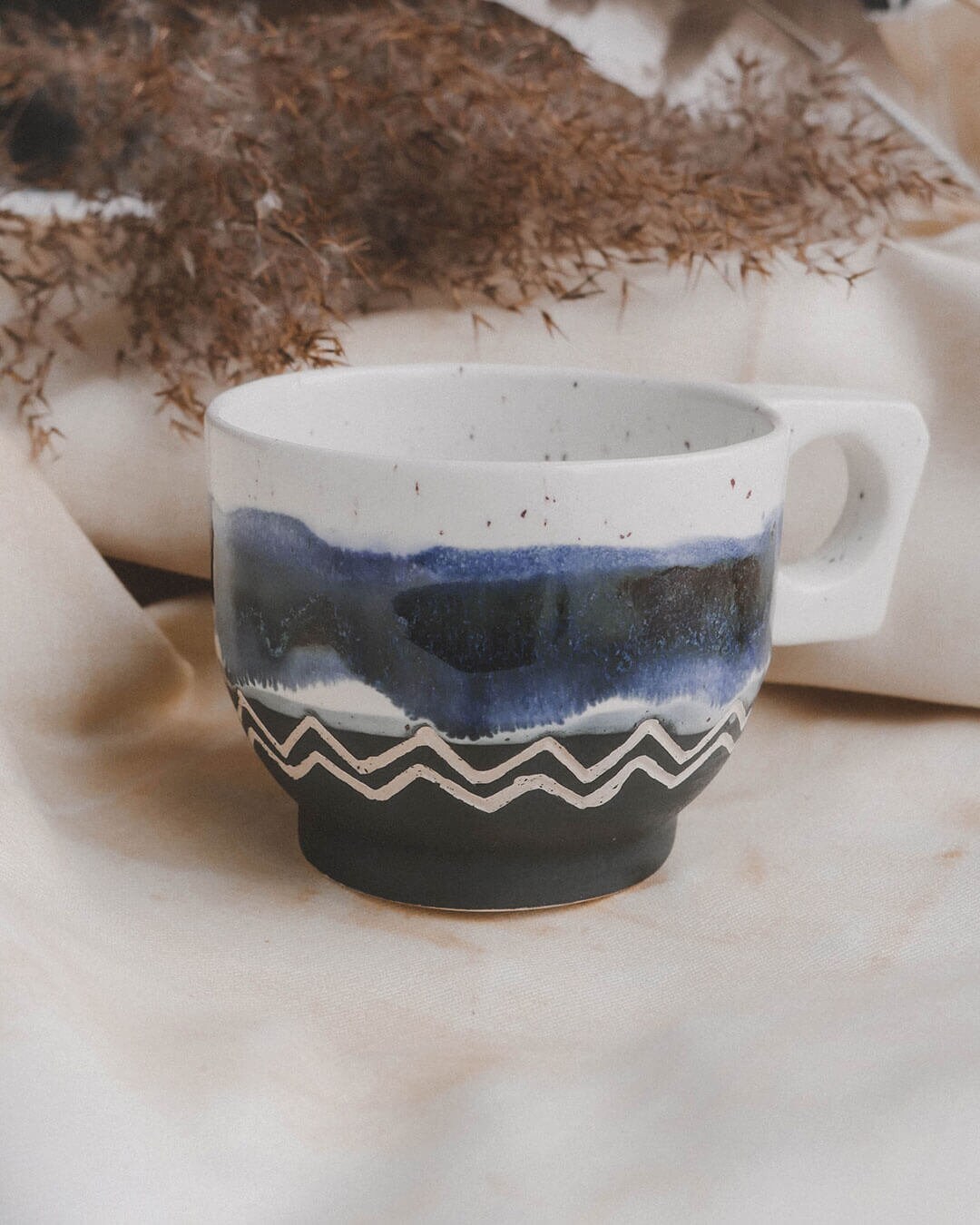 Rustic Blue Northern Lights Cup 250ml, Ceramic Rustic Coffee Cup ...