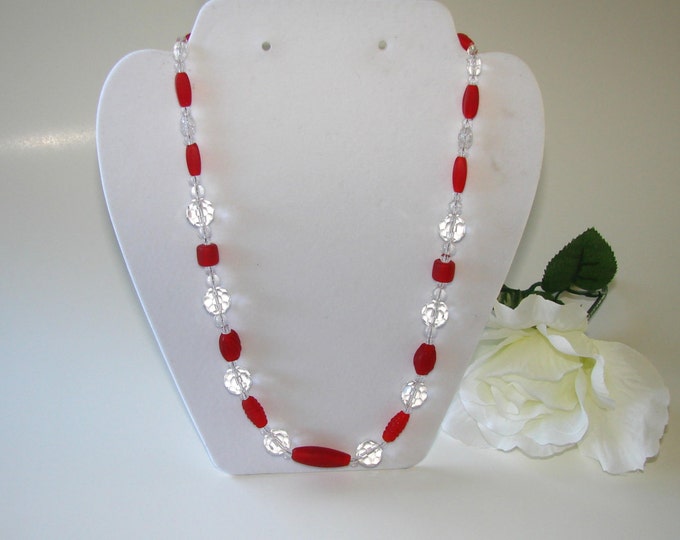 Red Necklace. Red Bead Necklace. Red Glass Necklace. Red Glass Bead ...