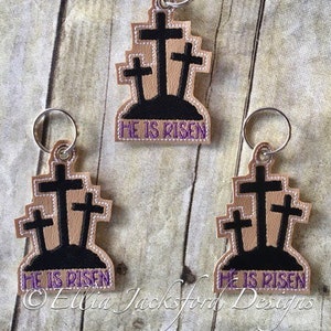 HE is Risen - Cross Key Fob - in the Hoop - DIGITAL Embroidery Design ...