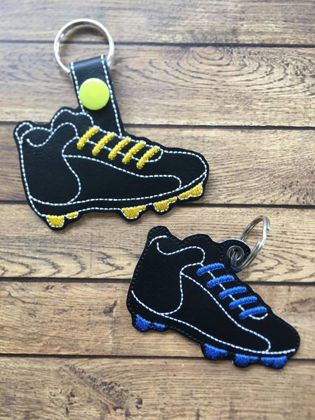 Football Cleat Fobs 2 Styles Included Key Fob in the Hoop - Etsy