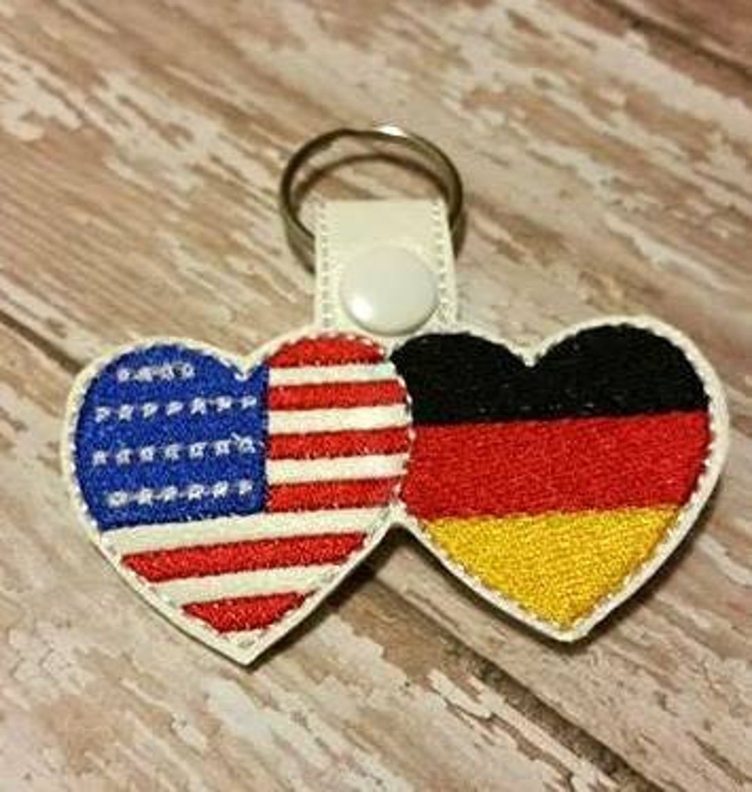 US Flag and German Flag - Germany - Key Fob DESIGN- Digital Embroidery ...