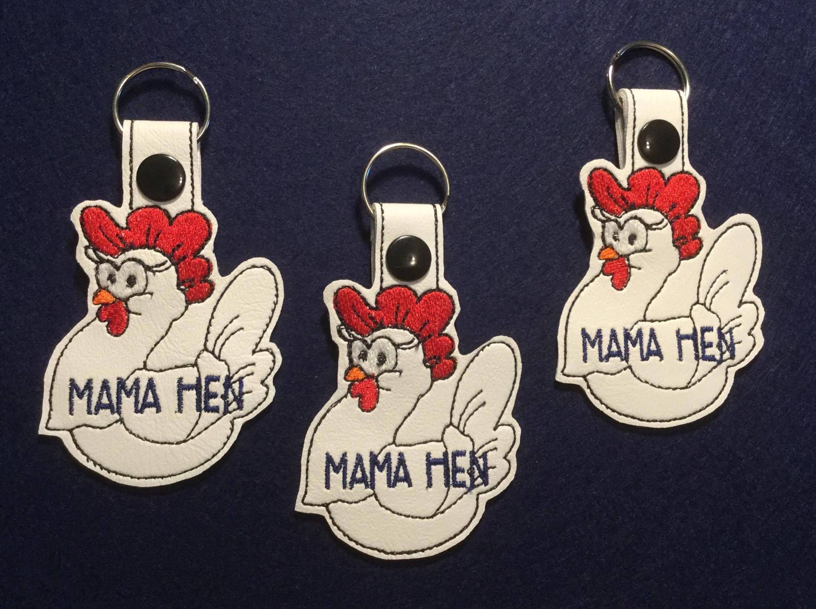 Mama Hen Chicken Snap/rivet Key Fob DIGITAL Embroidery - Etsy