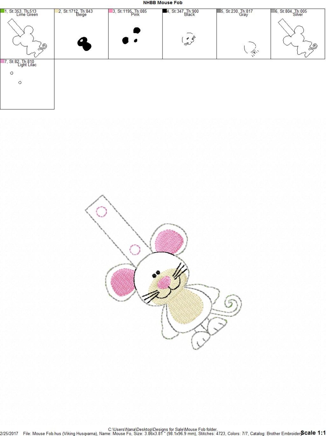 Mouse In The Hoop Snap/Rivet Key Fob DIGITAL EMBROIDERY | Etsy