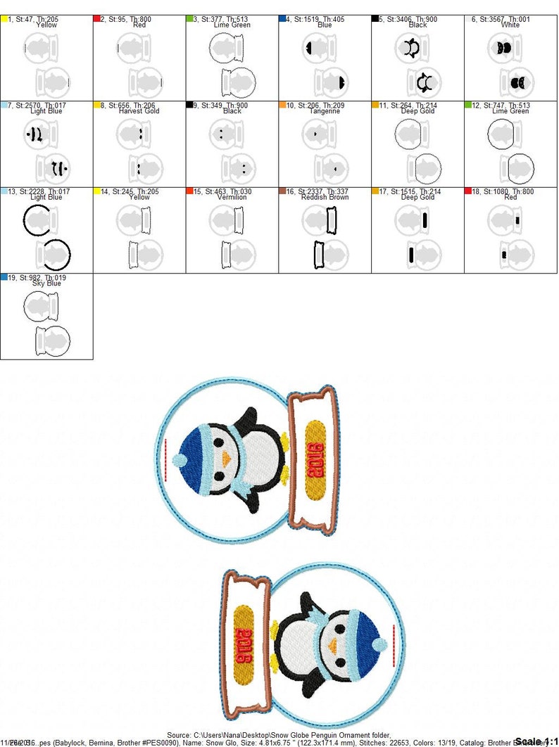 Penguin Snow Globe Christmas Ornament In The Hoop | Etsy