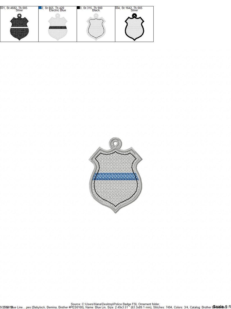 Free Standing Lace - Police Badge - Thin Blue Line - FSL- Digital ...