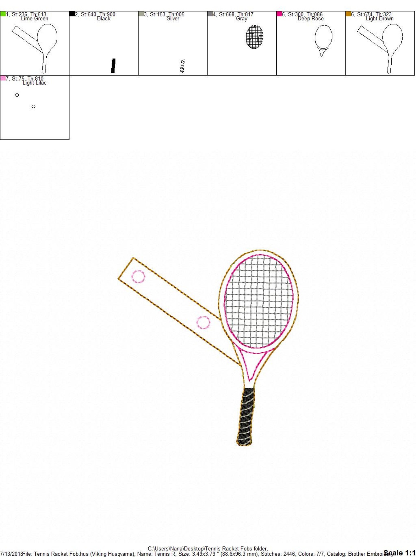 Tennis Racket in the Hoop 2 Style Fobs DIGITAL - Etsy