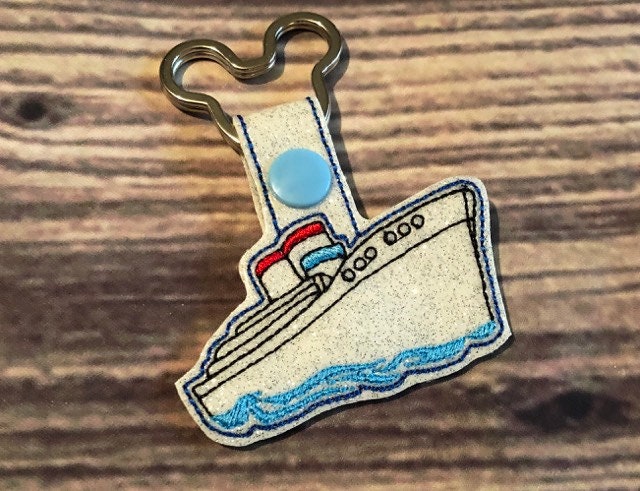 Cruise Ship Boat in the Hoop Key Fob 2 Styles | Etsy