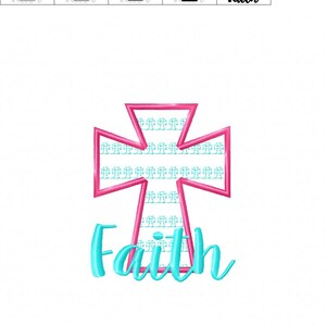 Faith Cross Applique 2 Different Motif Fill Styles DIGITAL Embroidery ...