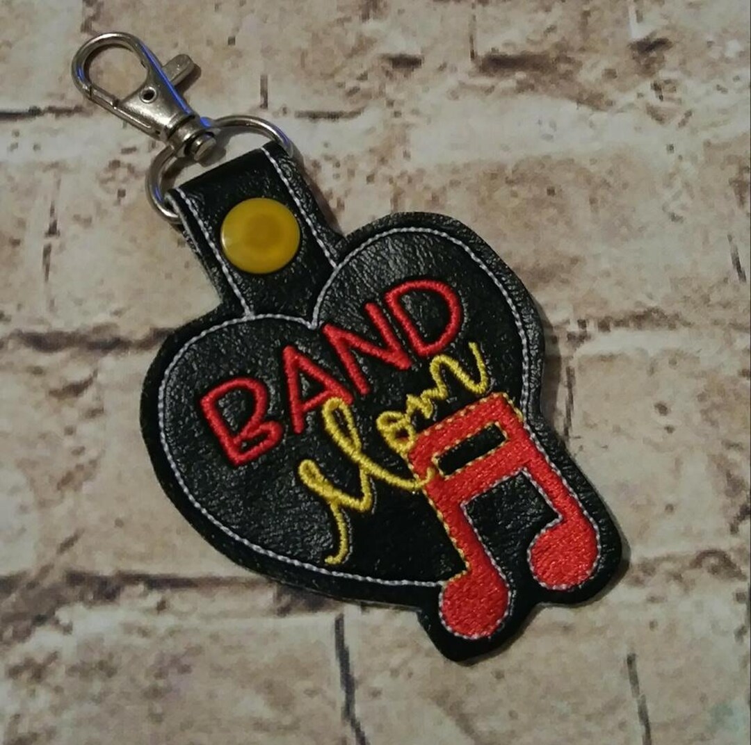 Band Mom - Music Note - Heart - in the Hoop - Snap/rivet Key Fob ...