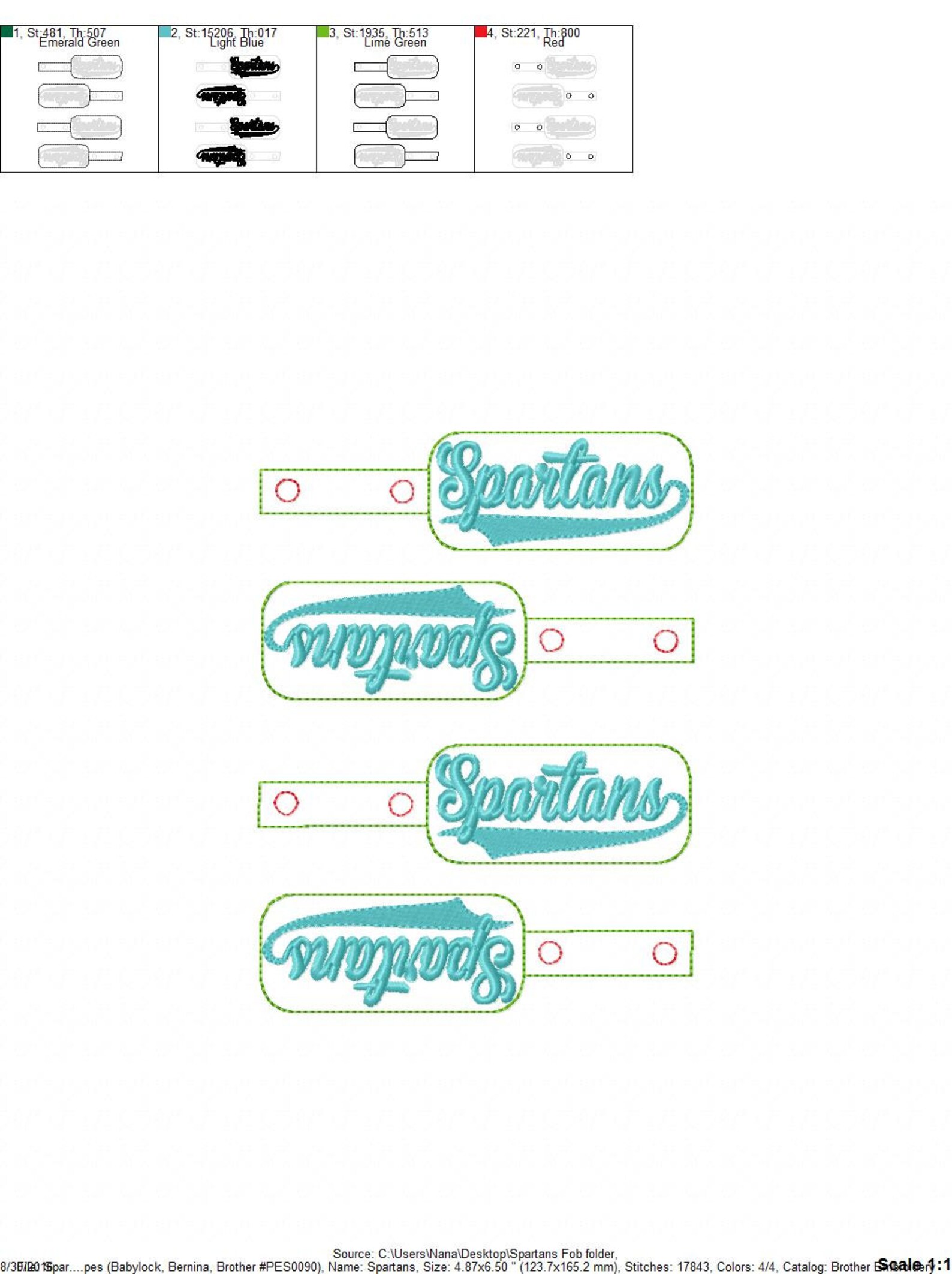 Spartans - Team Name - in the Hoop - Snap/rivet Key Fob - DIGITAL ...